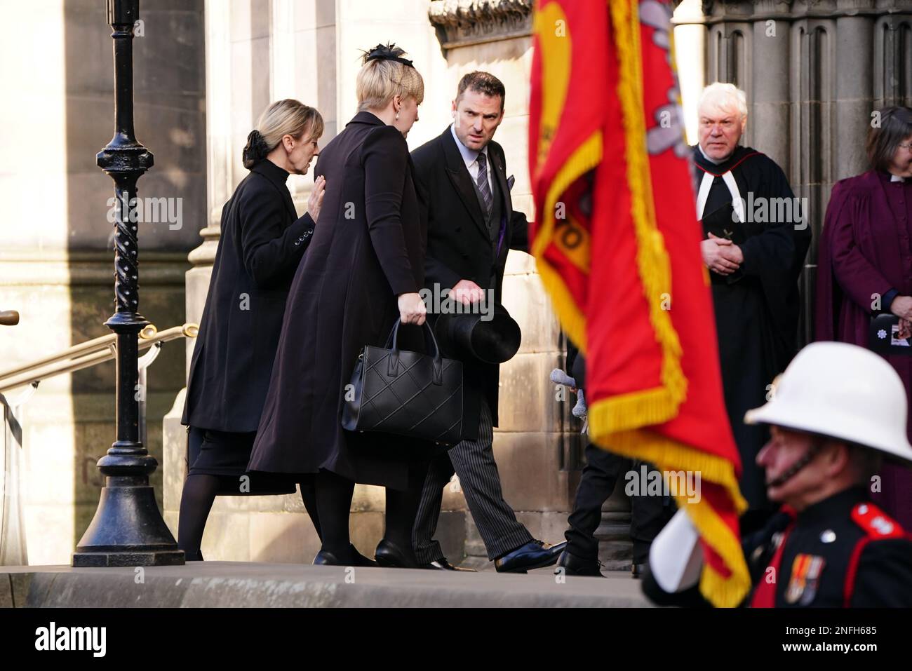 Shelley Martin (centre), the widow of Barry Martin arrives at St Giles ...