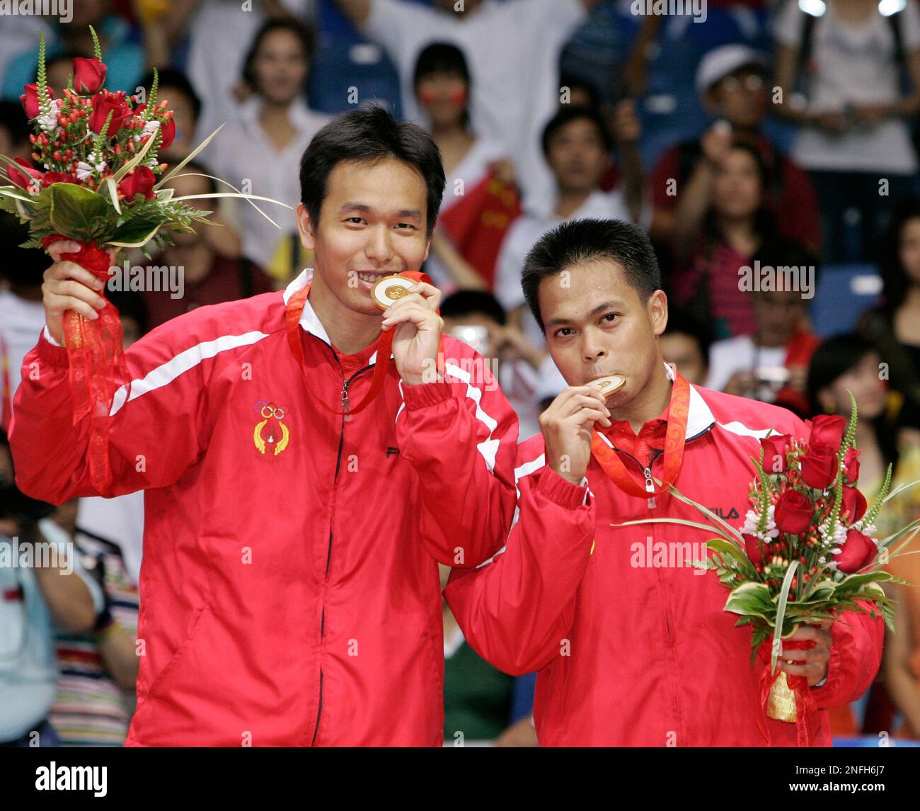 Indonesia's Hendra Setiawan,, left, and Markis Kido, pose with their ...