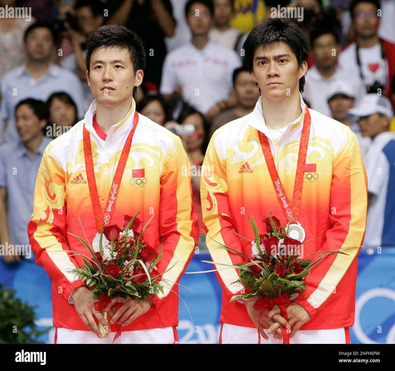 Silver medalists Cai Yun, left, and Fu Haifeng of China during medal ...