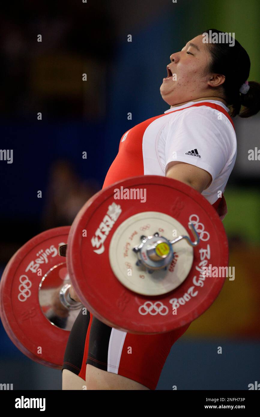 Jang Miran, of South Korea, lifts 130 kilograms in her first attempt in ...