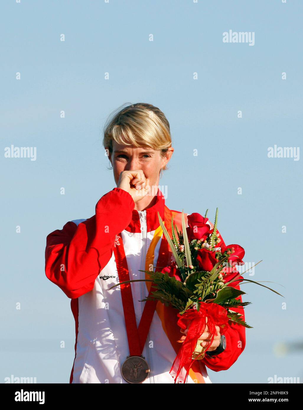 Austria's Viloetta Oblinger Peters with her bronze medal after winning ...
