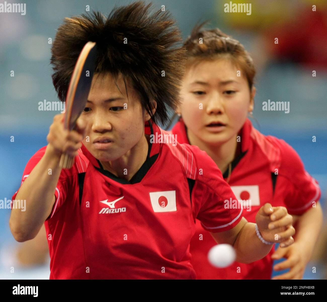 Japan's Sayaka Hirano, left, and Ai Fukuhara play against Hong Kong's ...