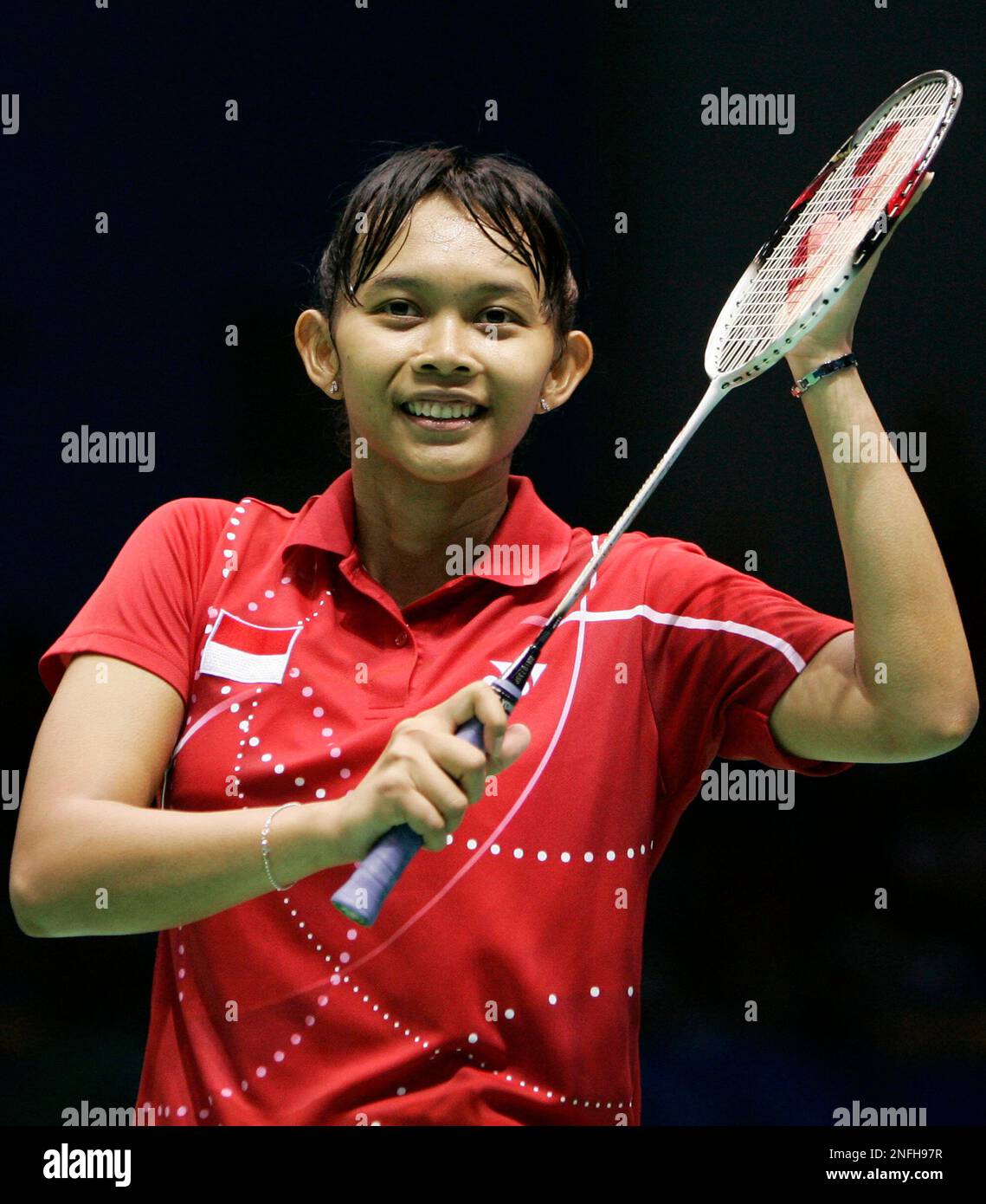 Indonesia's Maria Kristin Yulianti celebrates her bronze medal win ...