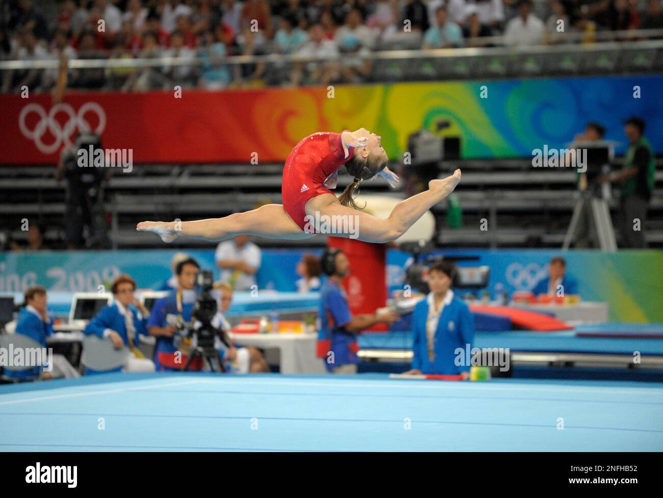 United States gymnast Shawn Johnson performs on the floor exercise ...