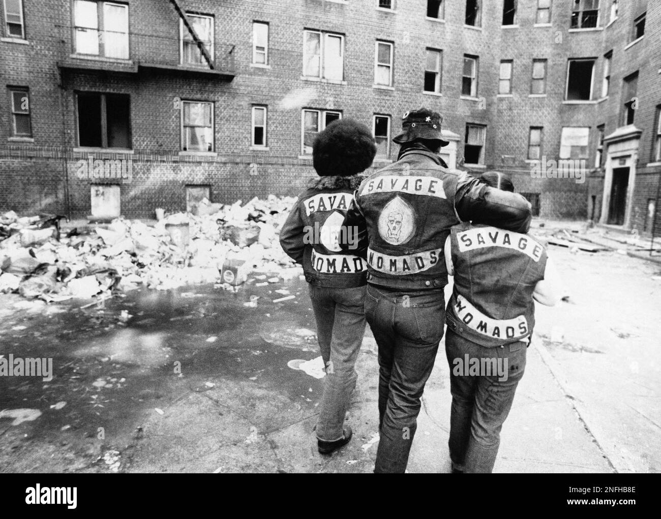 Members of the Savage Nomads street gang are shown in New York, 1973 ...