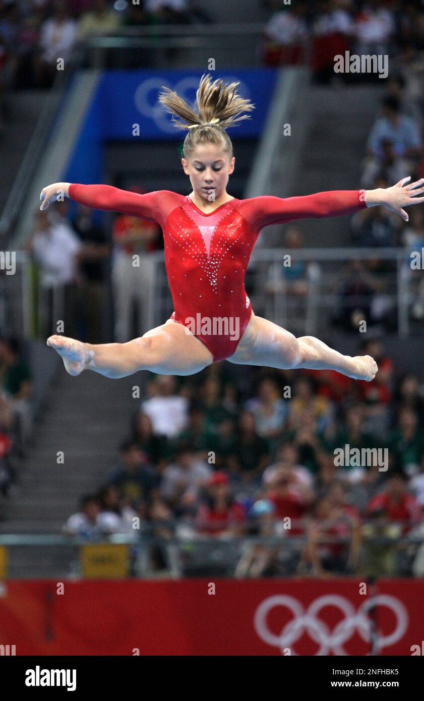 United States gymnast Shawn Johnson performs on the balance beam during ...