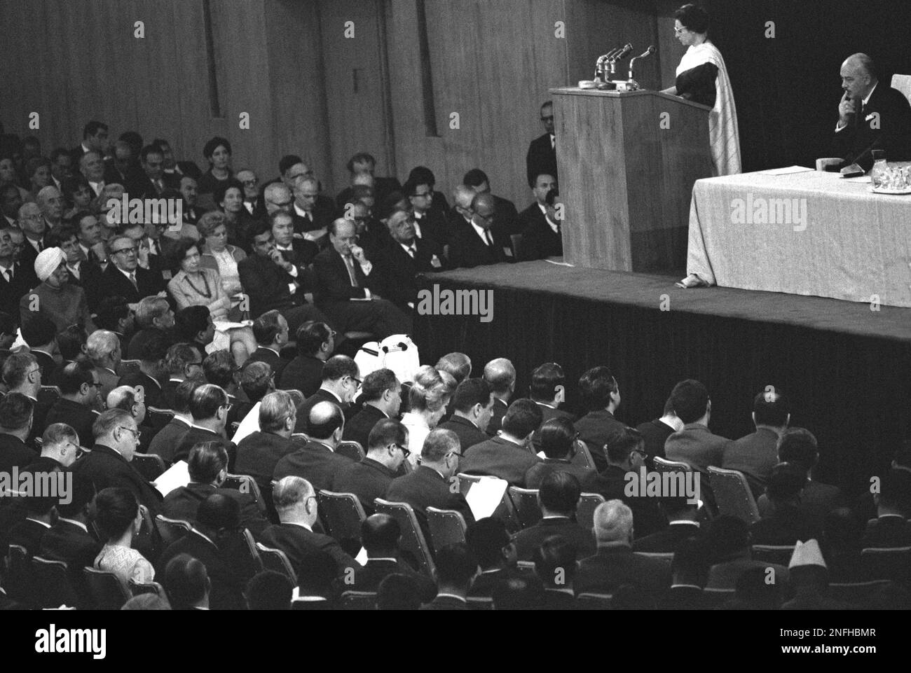 Indira Gandhi, Prime Minister of India, is pictured making the ...
