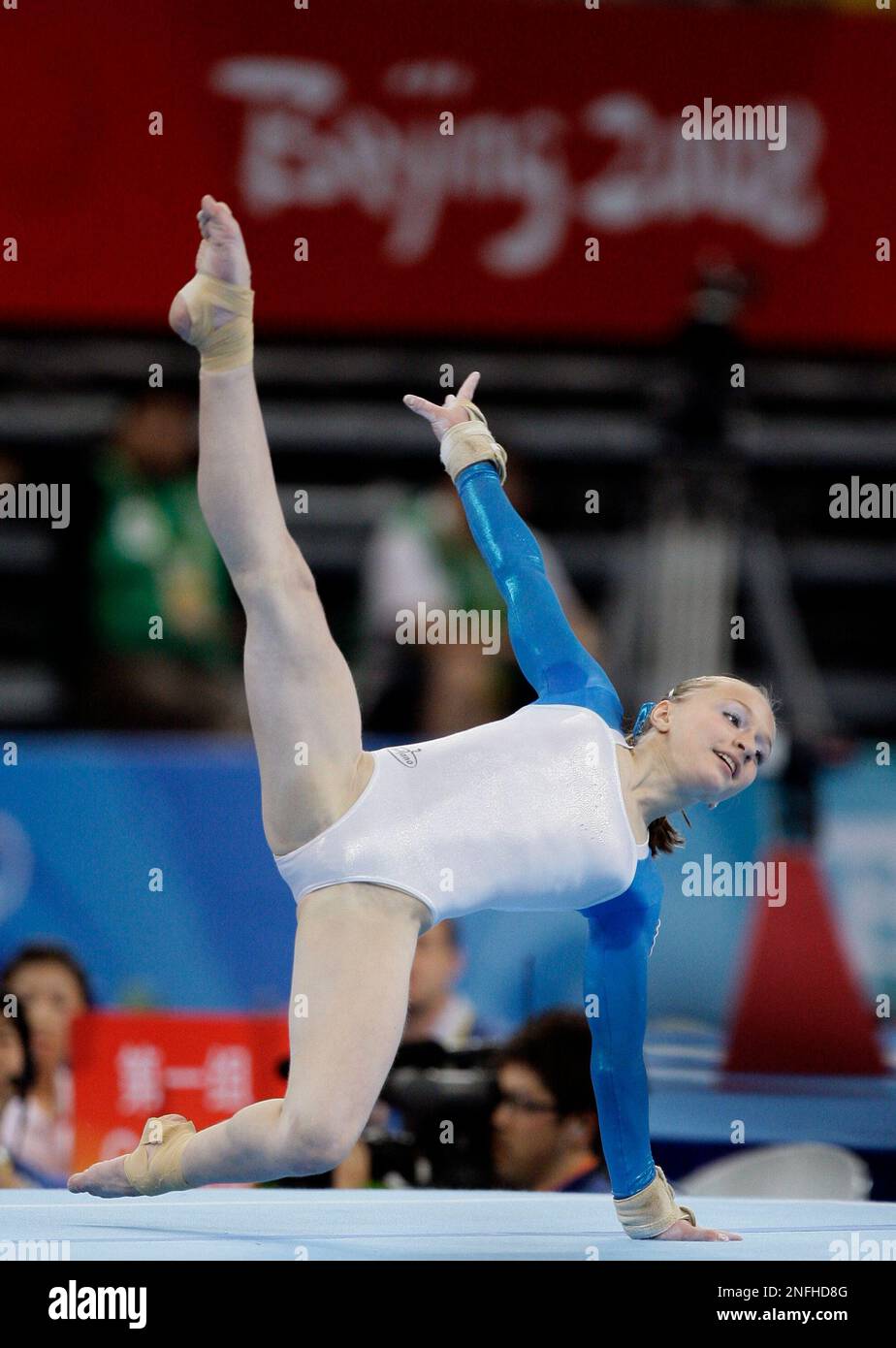 Russias Gymnast Ksenia Semenova Performs Her Floor Routine During The