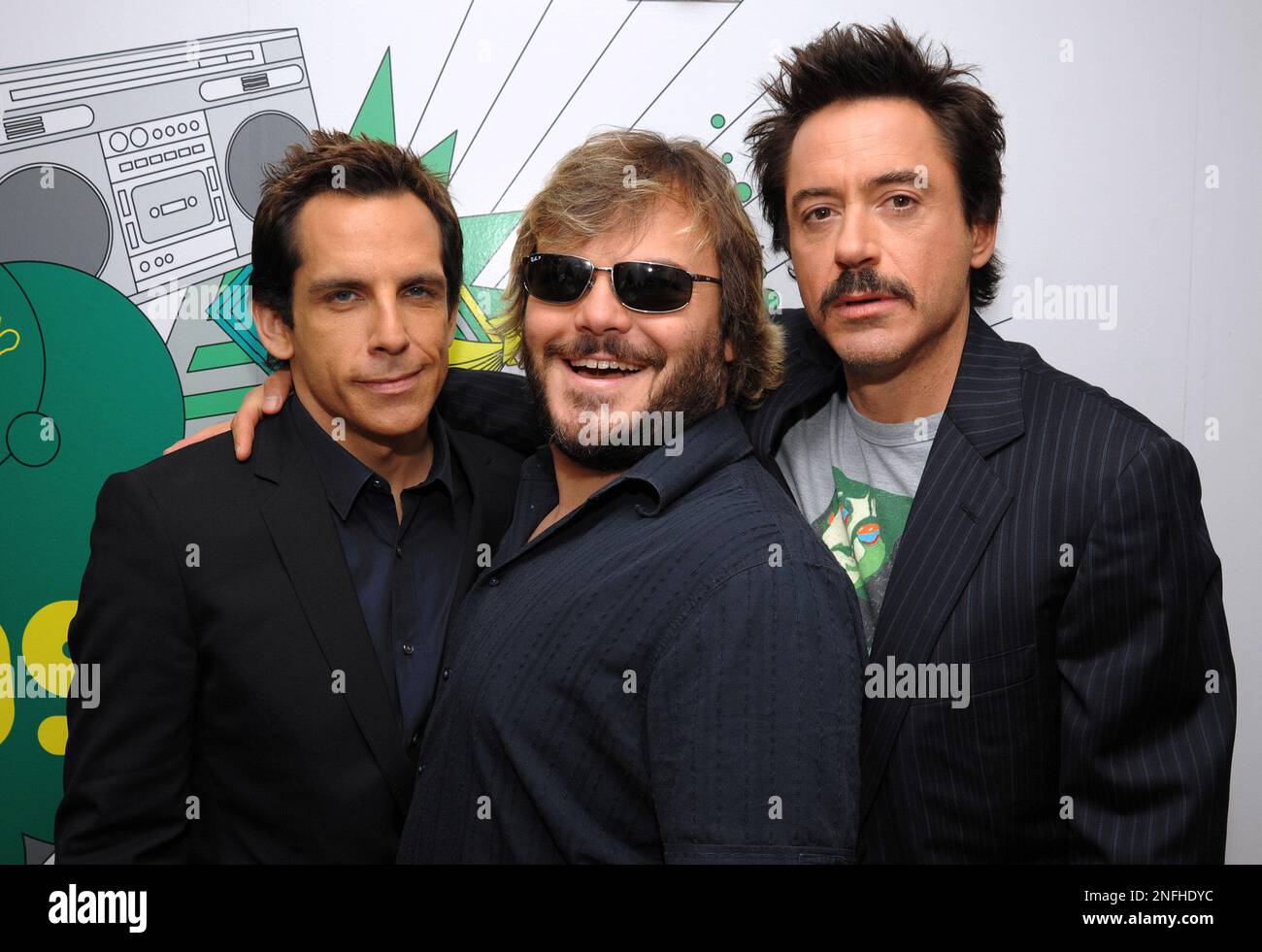 Actor's Robert Downey Jr., Jack Black and Ben Stiller pose backstage at ...