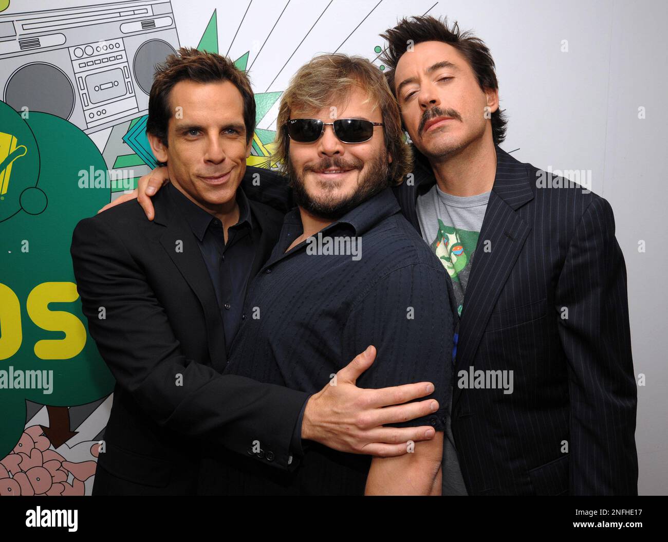 Actor's Robert Downey Jr., Jack Black and Ben Stiller pose backstage at ...