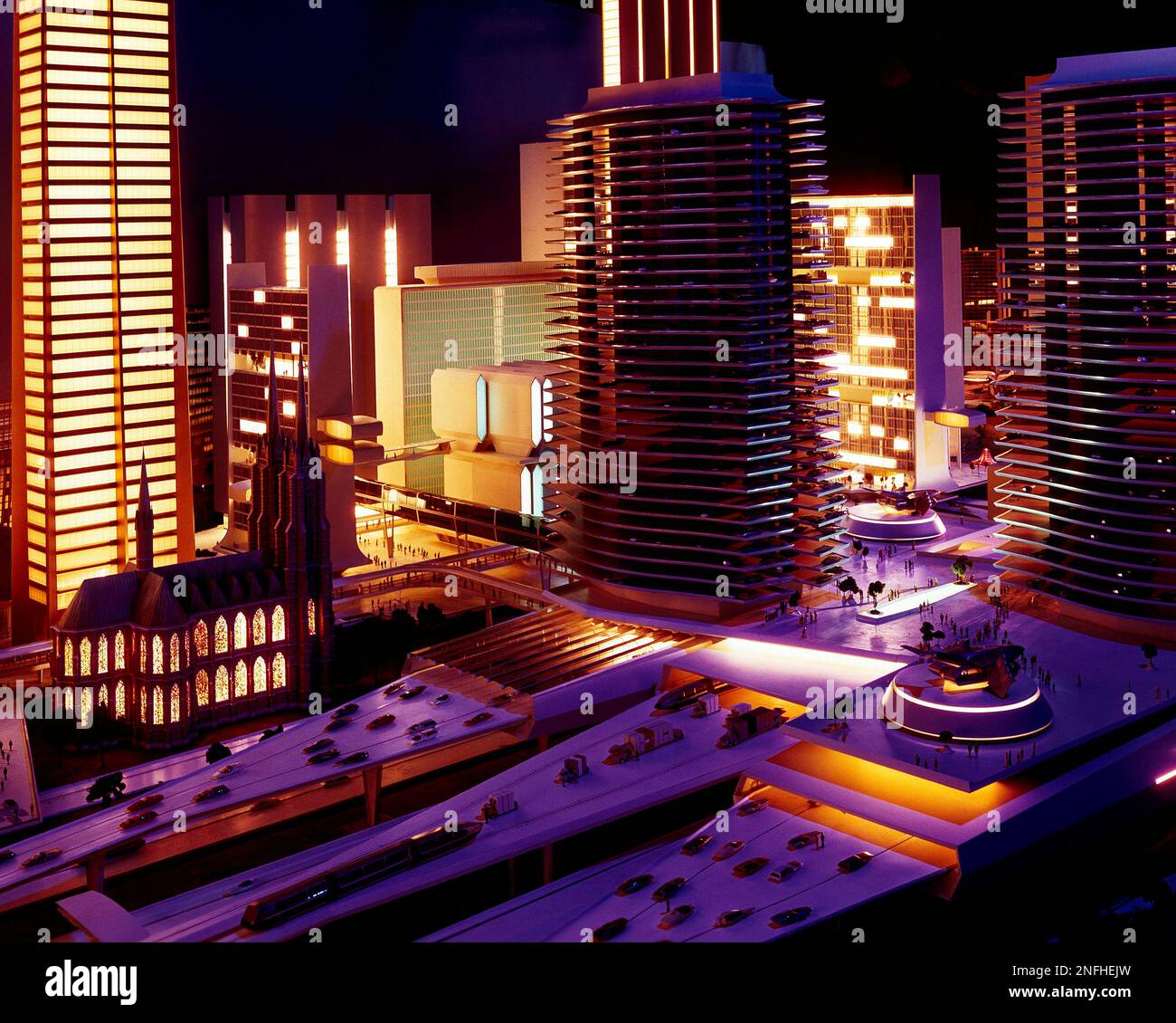 A futuristic city is depicted at an exhibit in the General Motors ...