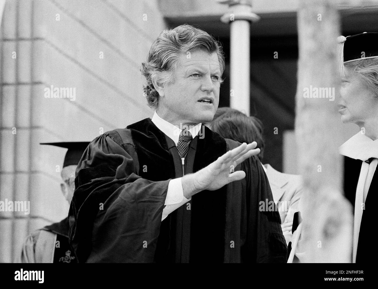 Sen. Edward Kennedy (D-Mass.), shown at Rutgers University commencement ...