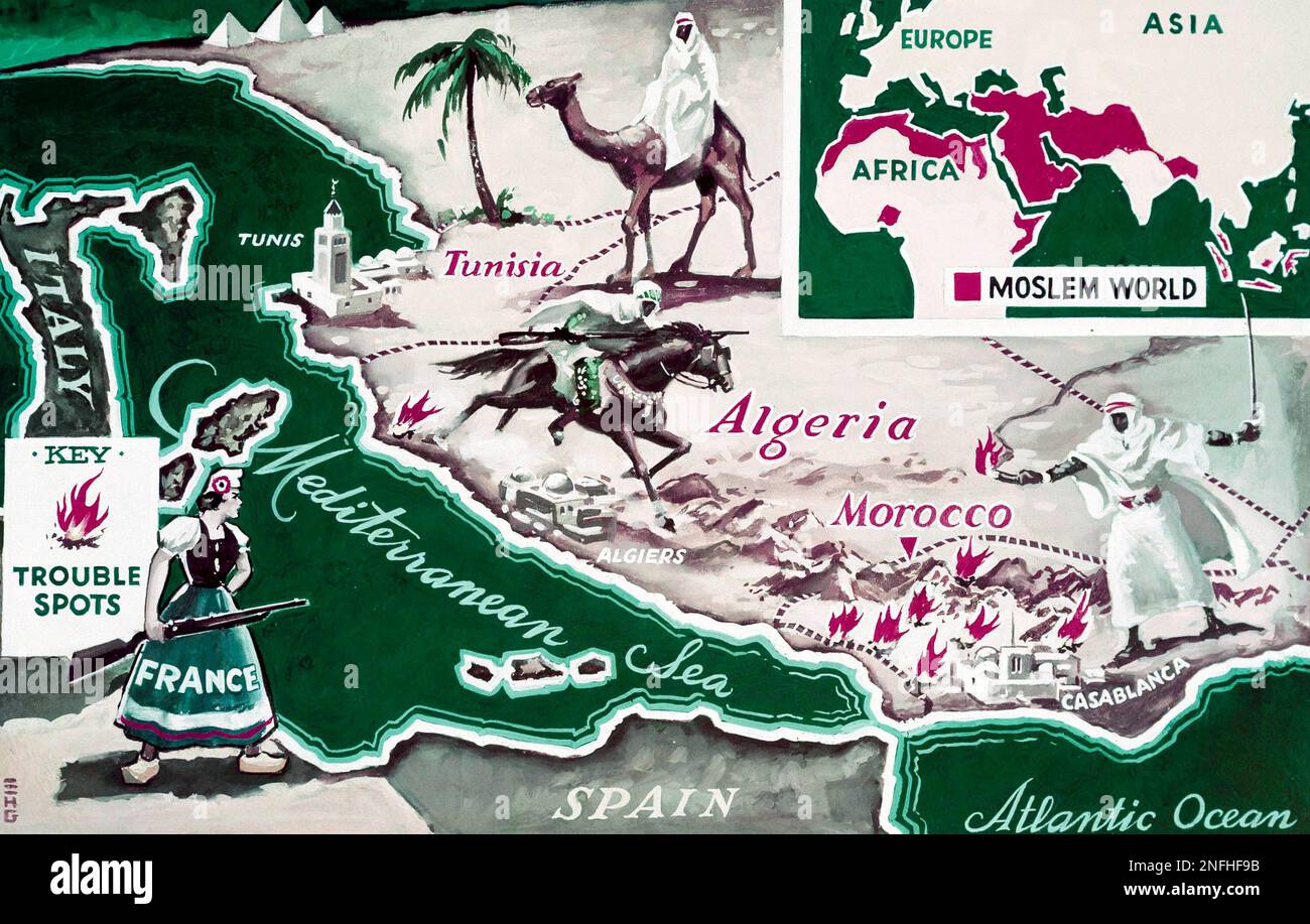 An armed France faces her troublesome North Africa colonies across the ...