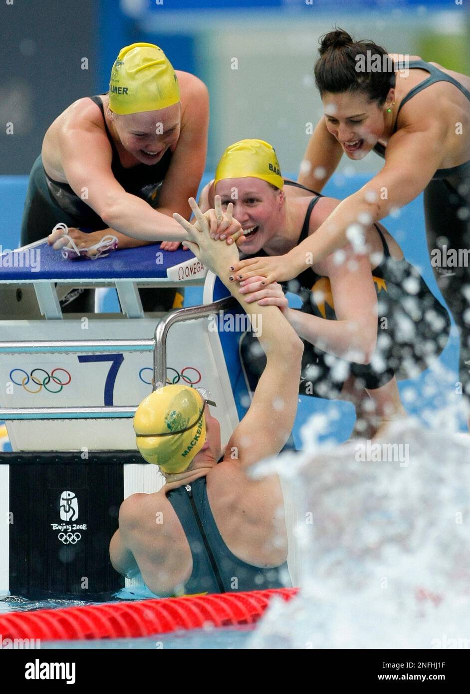 Australia's Kylie Palmer, Bronte Barratt and Stephanie Rice, top from ...
