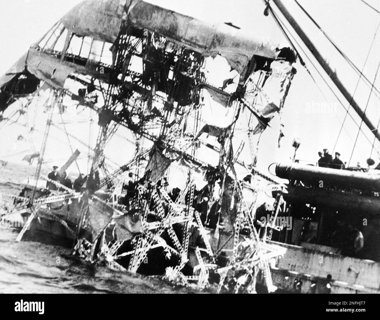 The control cabin of the ill-fated naval dirigeble, "Akron", is brought ...