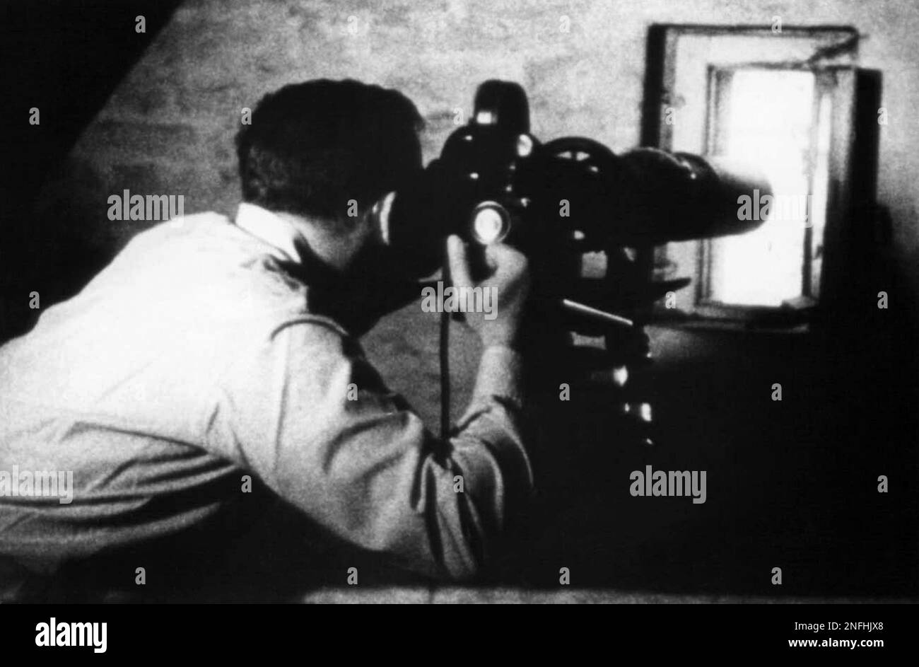 Gery Stindt, NBC Television Network' s chief cameraman at work with the ...