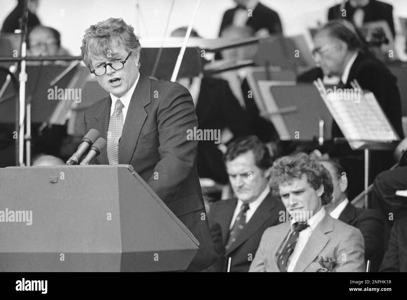Sen. Edward Kennedy, D-Mass., addresses dedication ceremonies at the ...