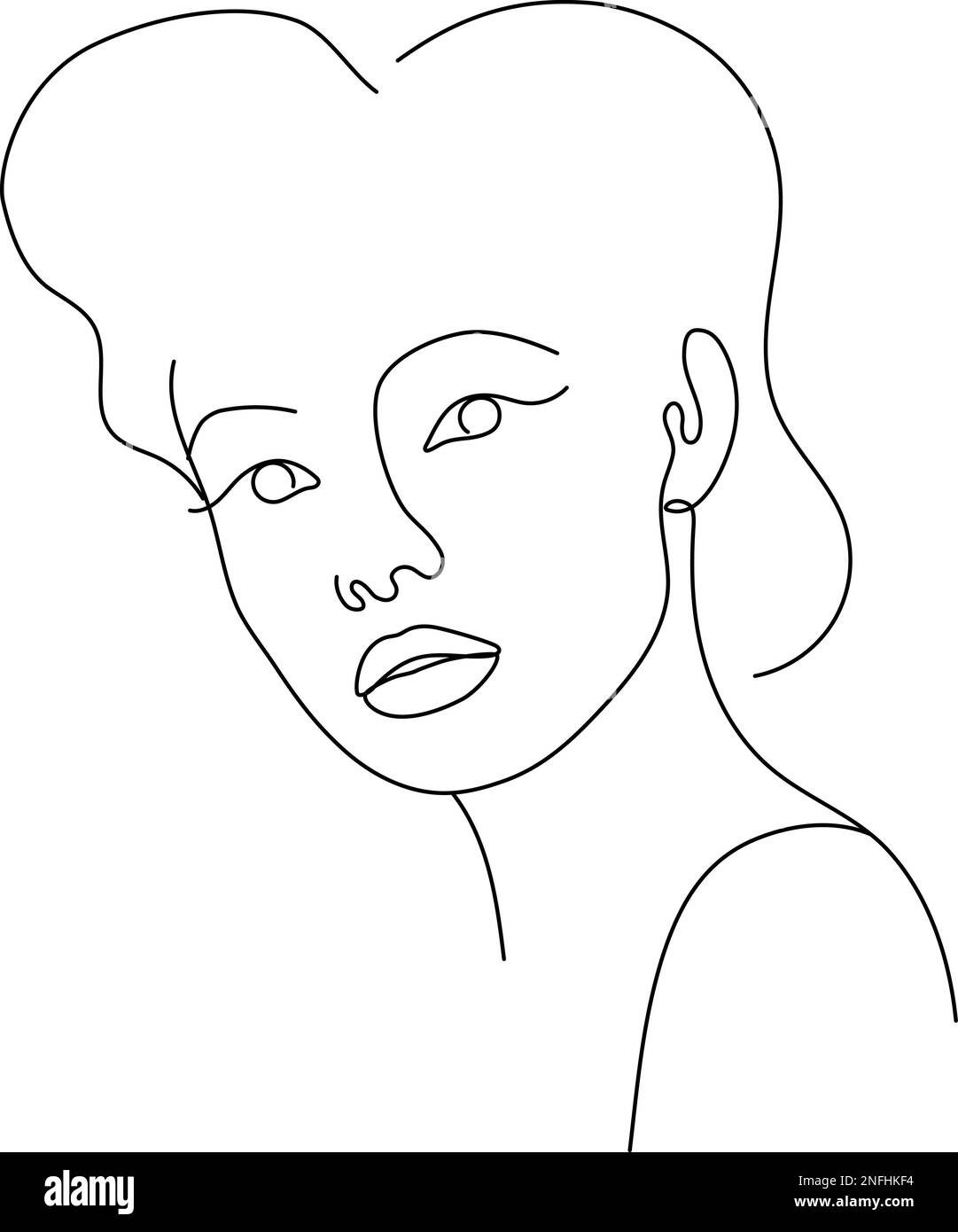Modern Line Art Abstract Female Vector Portrait Stock Vector Image