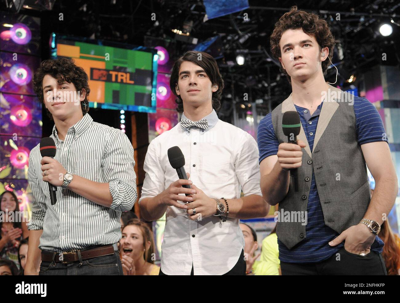 The Jonas Brothers, from left, Nick, Joe and Kevin make an appearance ...