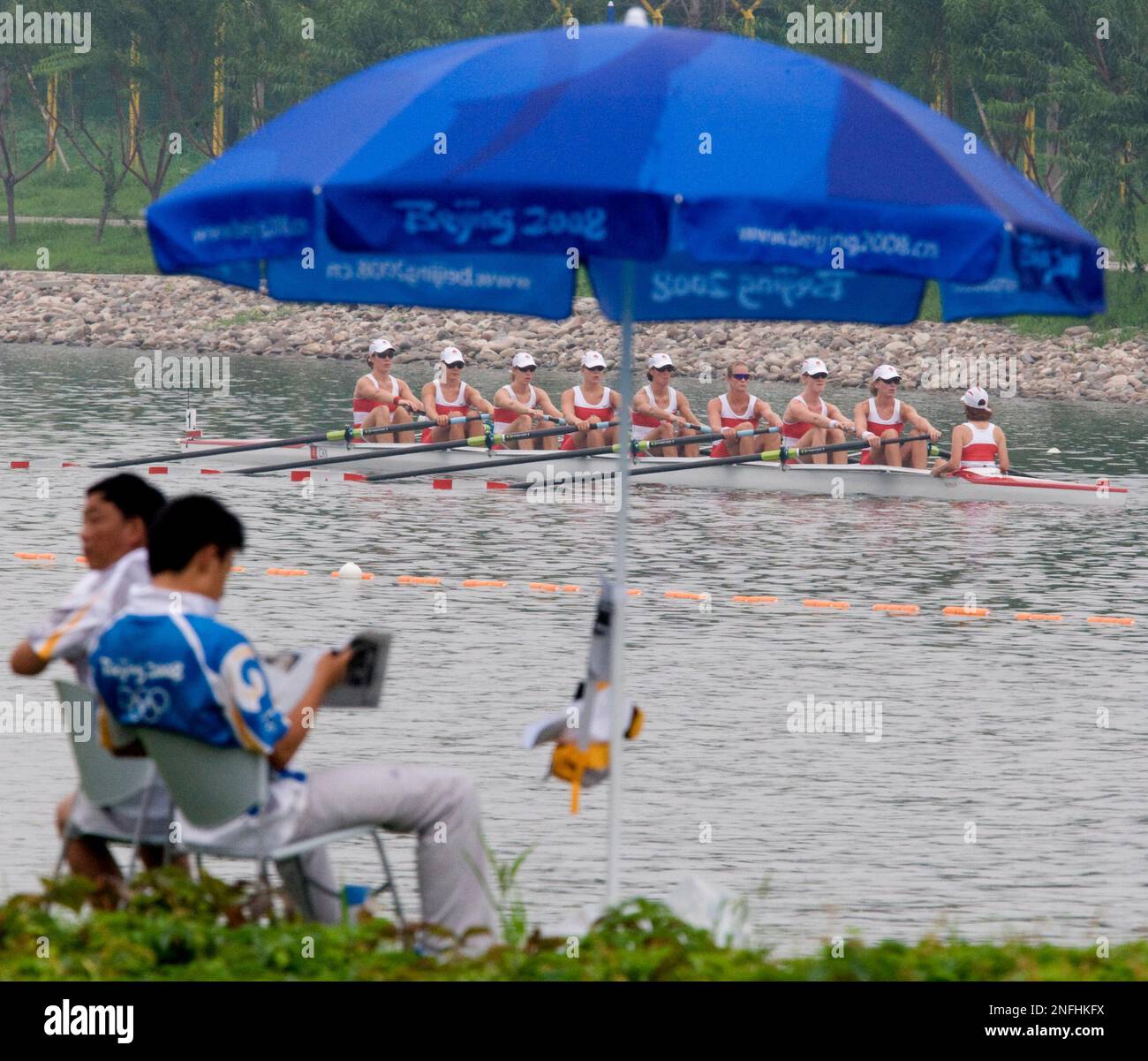 Canada's women's eight team practices prior to the start of the women's ...