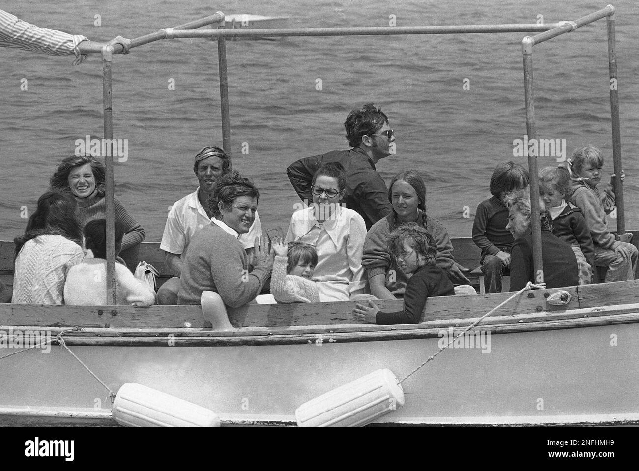 Massachusetts Senator Edward M. Kennedy, takes boat ride on Lewis Bay ...