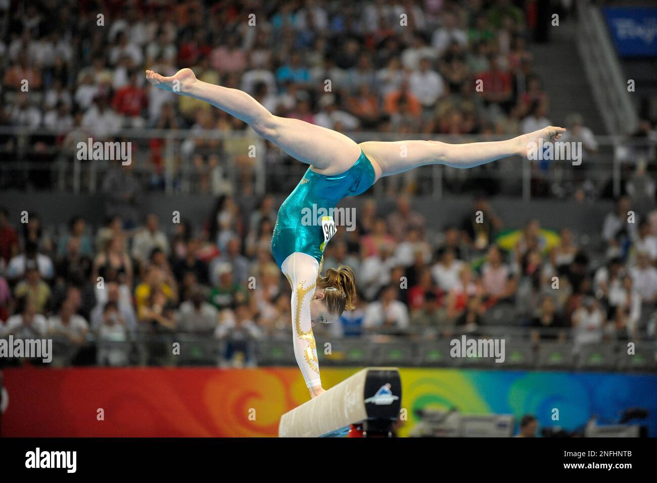 Australia's Shona Morgan performs on the balance beam during the ...