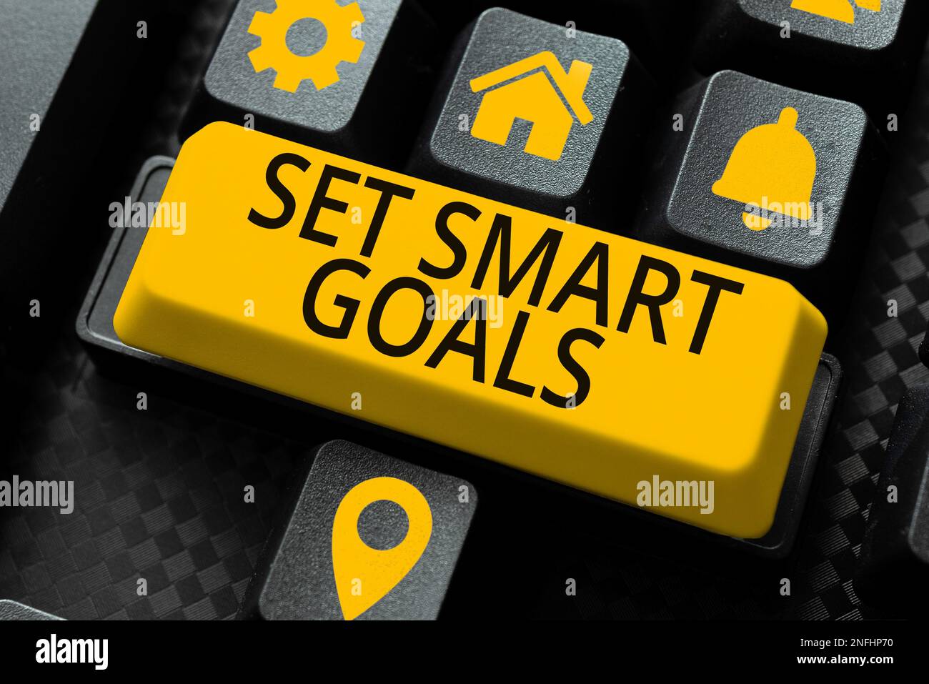 Hand writing sign Set Smart Goals. Business showcase Establish ...