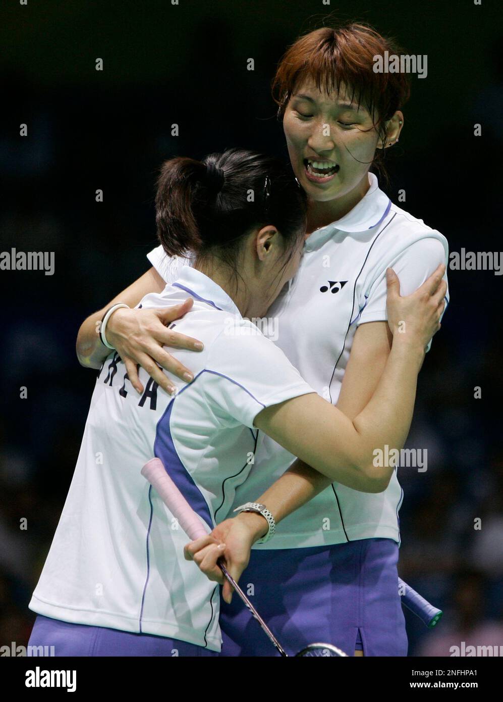 South Korea's Lee Kyung-won buries herself in the arms of teammate Lee ...