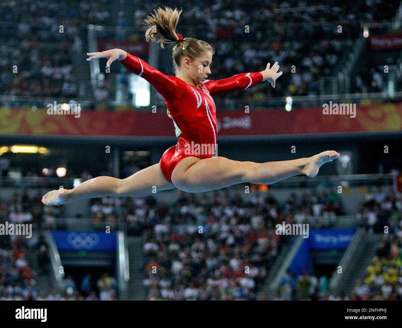 U.S. gymnast Shawn Johnson performs her floor routine during the ...