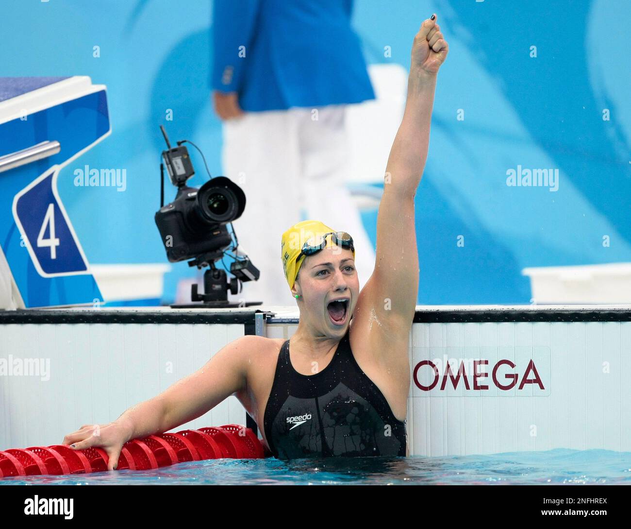 Australia's Stephanie Rice celebrates winning the gold medal in the ...