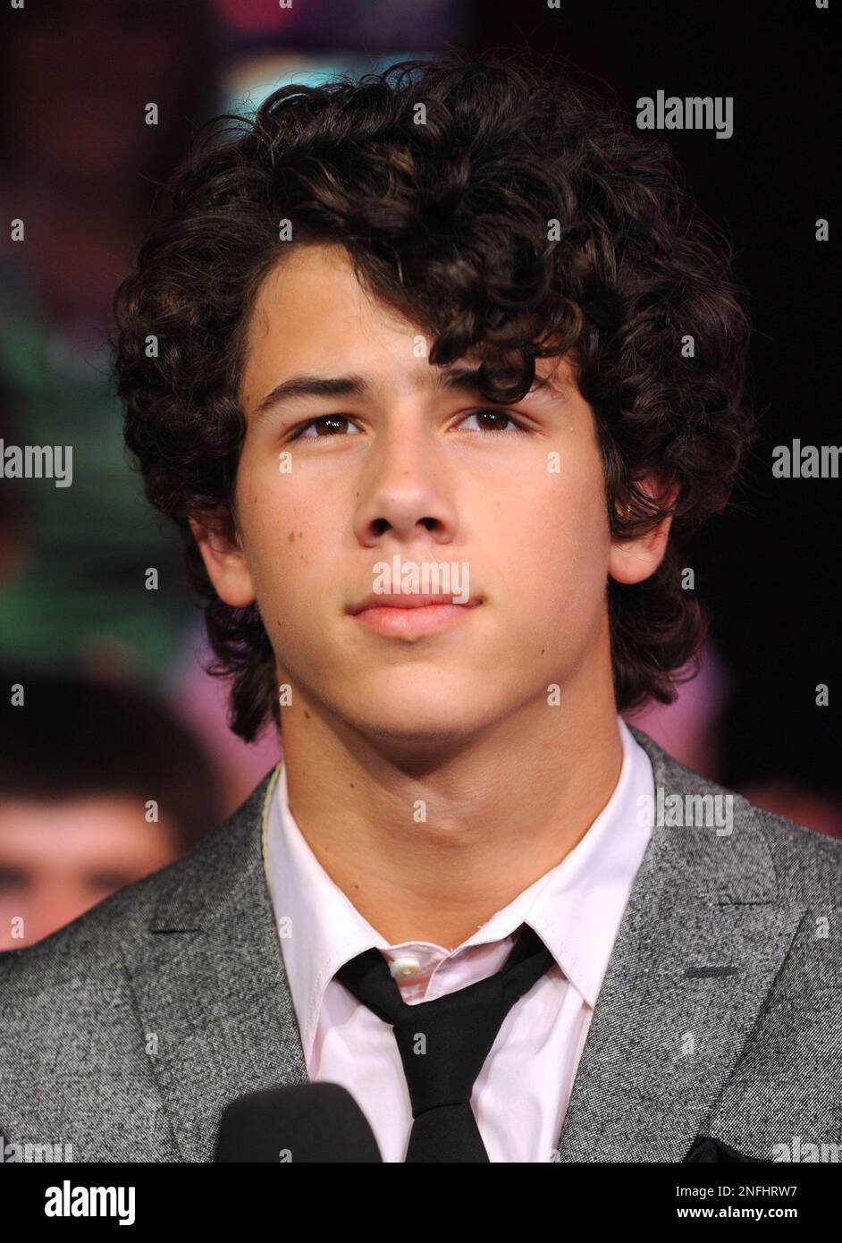 Musician Nick Jonas of the music group The Jonas Brothers makes an ...