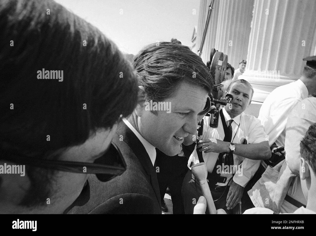 Sen. Edward Kennedy walking into the Senate wing on July 31, 1969 in ...