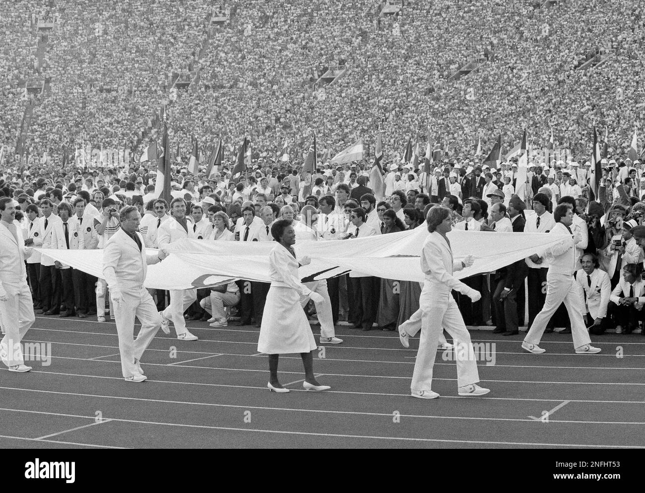Former U.S. Olympians, including Bruce Jenner (right foreground ...