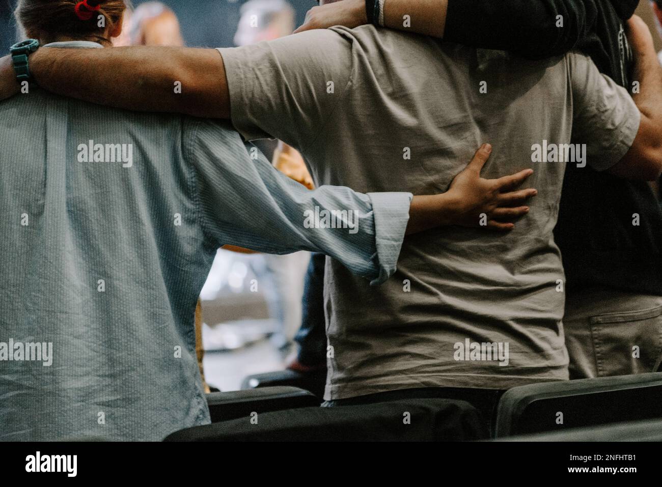 A Group of Christians pray to bless and pray for each other in church ...