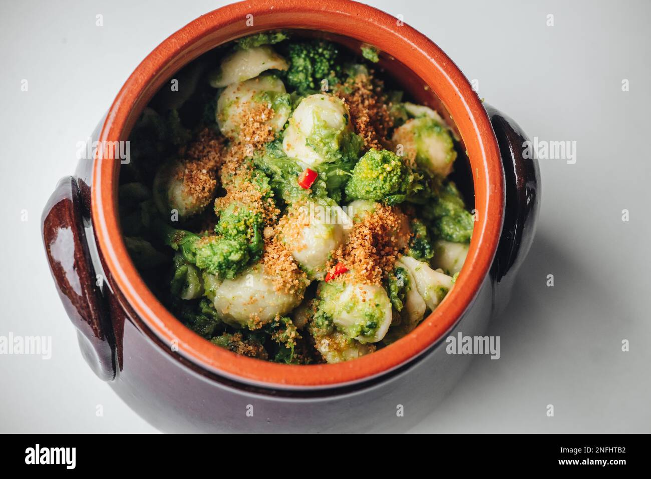 Traditional Orecchiette with cime di rapa pasta from Puglia Stock Photo ...
