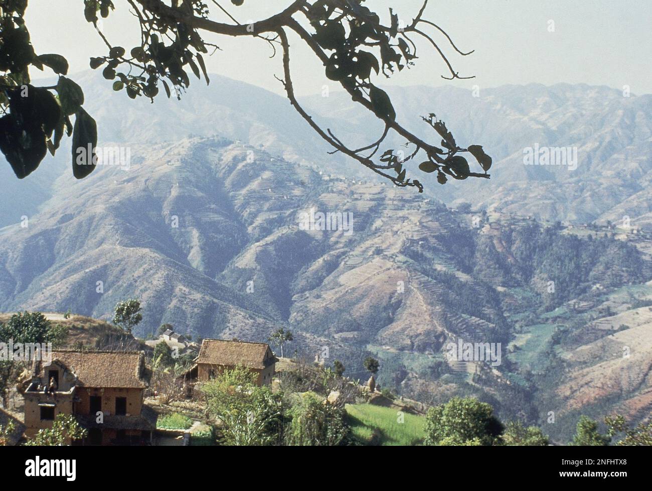 A view of the Himalayan foothills of Nepal is shown on February, 1986 ...