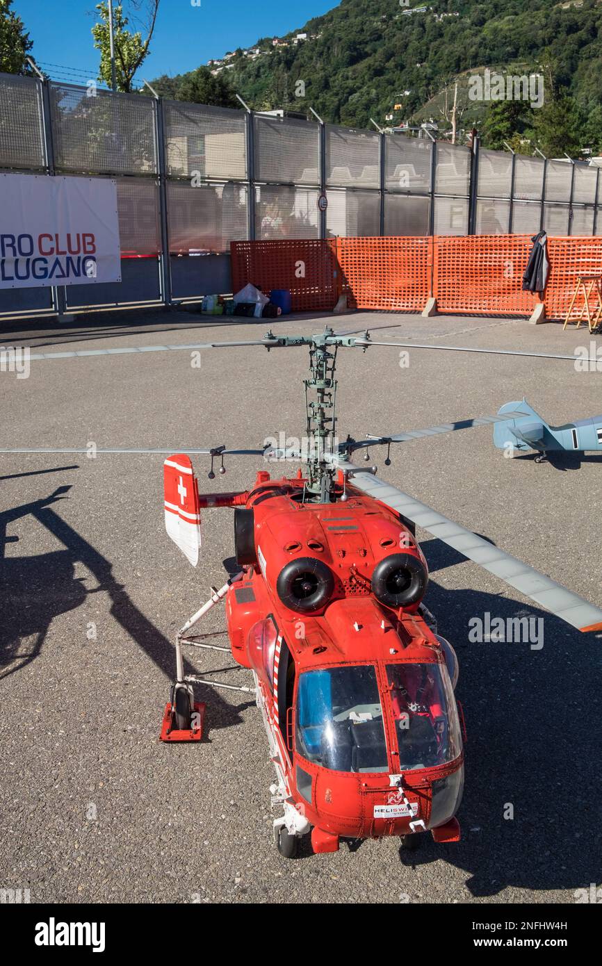 Switzerland, Canton Ticino, Lugano, Agno Airport, model aircraft Stock ...