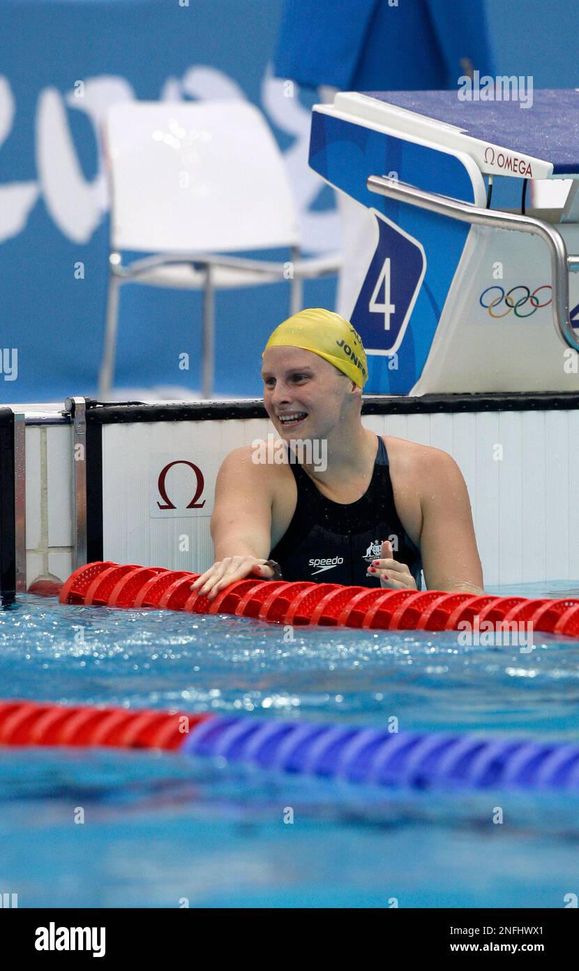 Australia's Leisel Jones smiles after setting an Olympic record and the ...