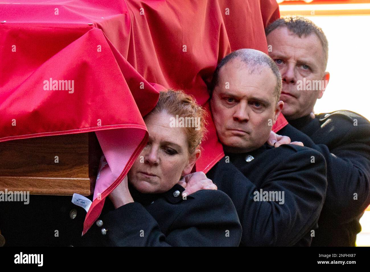 Edinburgh, Scotland, UK. 17 February 2023. Funeral of firefighter Barry ...
