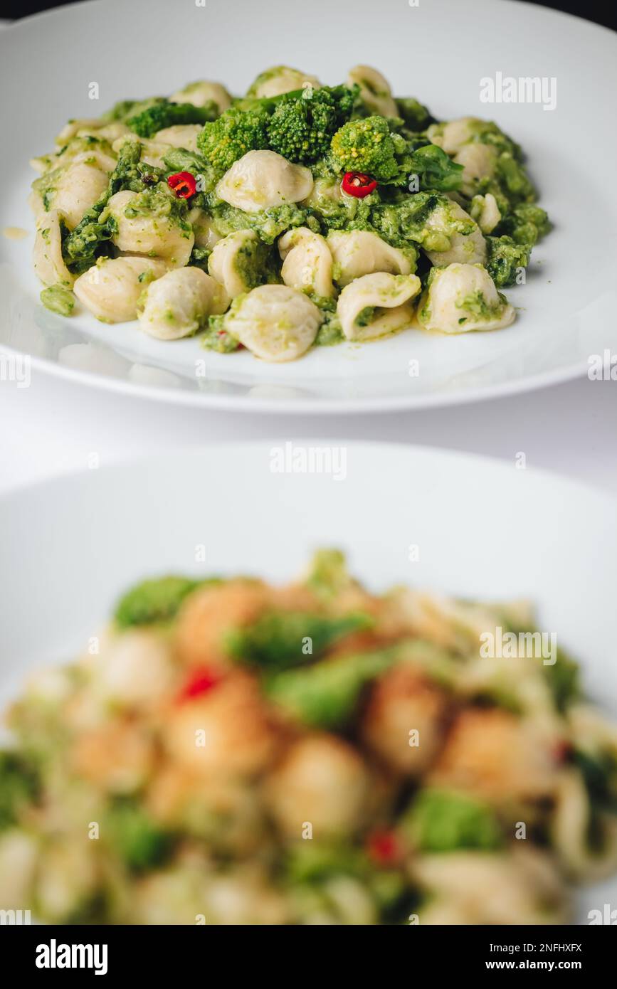 Traditional Orecchiette with cime di rapa pasta from Puglia Stock Photo ...