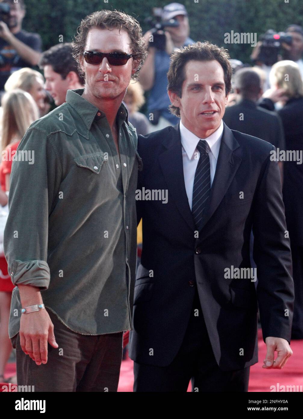 Actor Matthew McConaughey, left, and actor Ben Stiller pose on the ...
