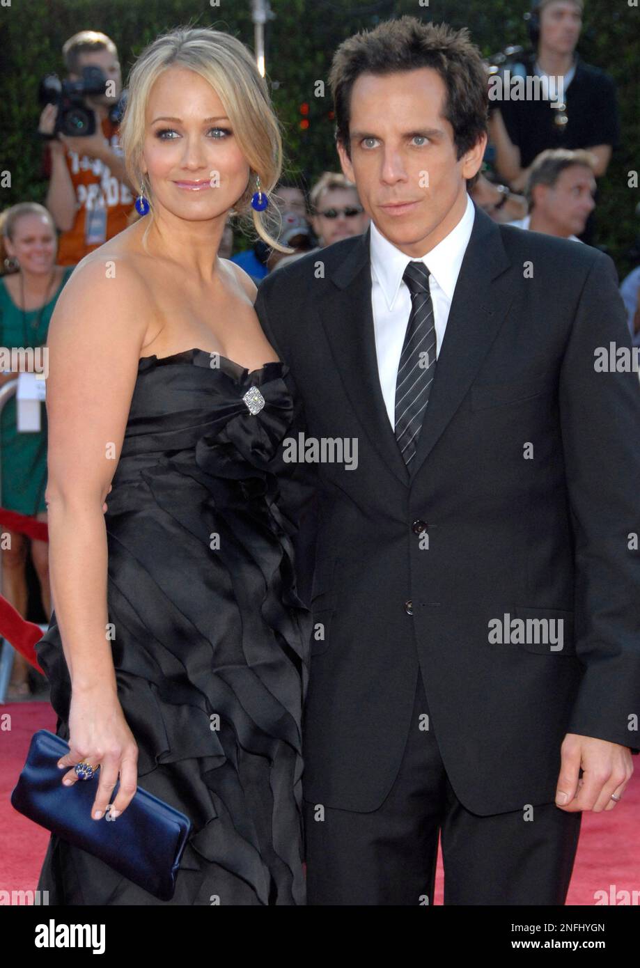 Actor Ben Stiller, right, and his wife, actress Christine Taylor pose ...