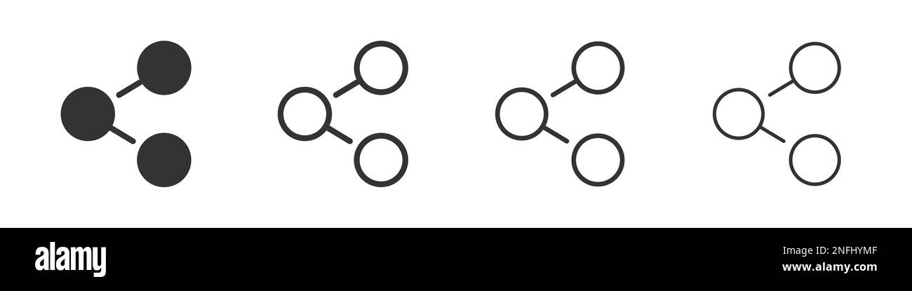 Share icons collection in two different styles and different stroke. Vector illustration EPS10 ...