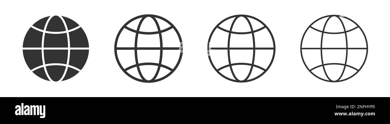 Web globe icons collection in two different styles and different stroke ...