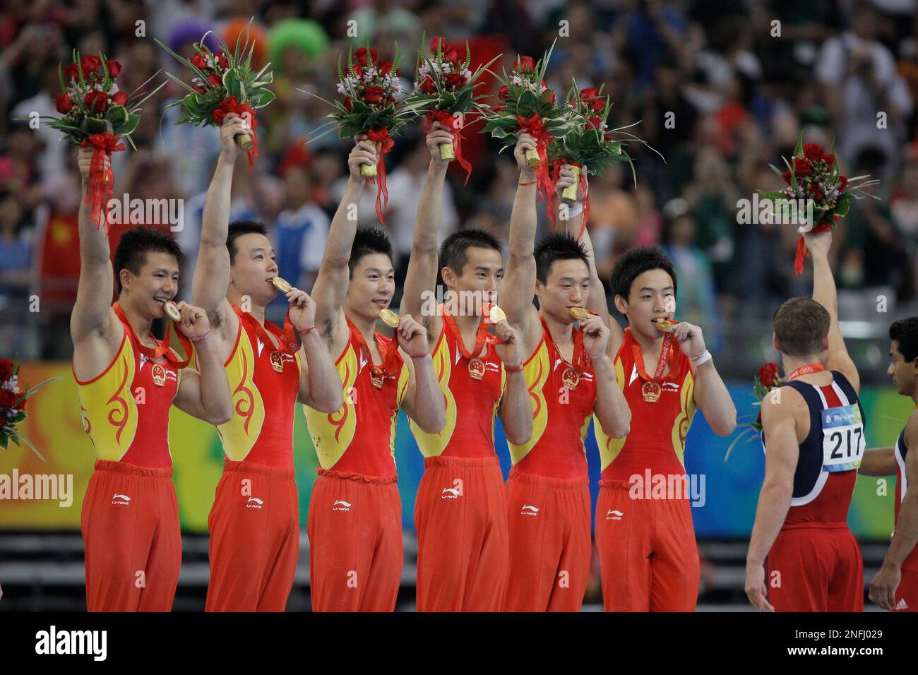 China's gymnasts Chen Yibing, Huang Xu, Li Xiaopeng, Xiao Qin, Yang Wei ...