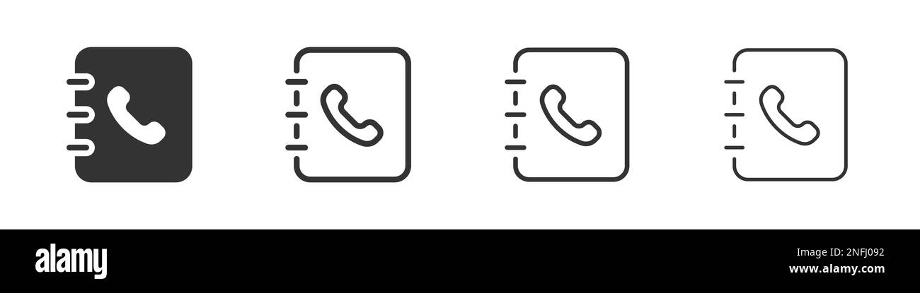 Phone book icons collection in two different styles and different stroke. Vector illustration ...