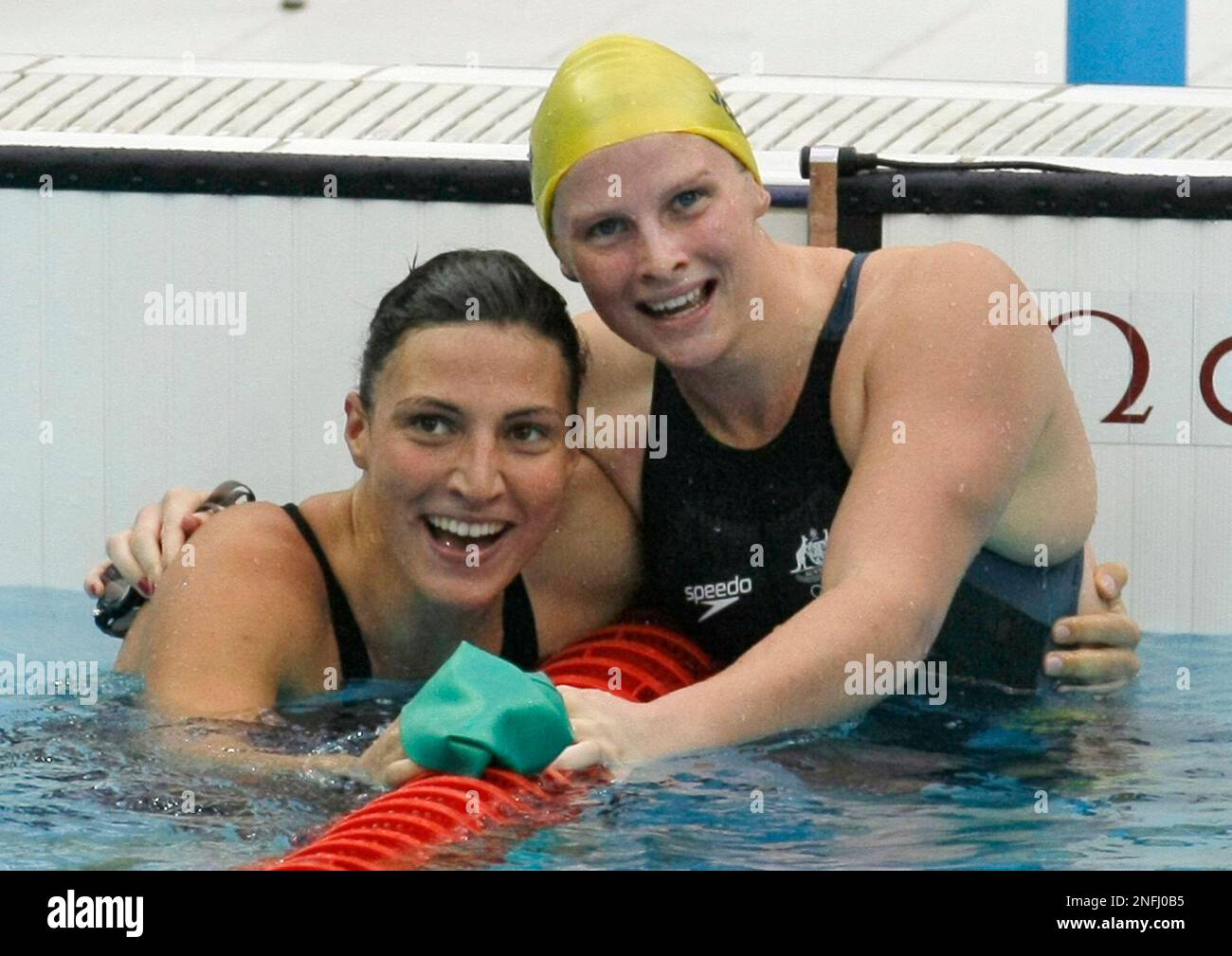 Australia's gold medal winner Leisel Jones, right, and Austria's bronze ...