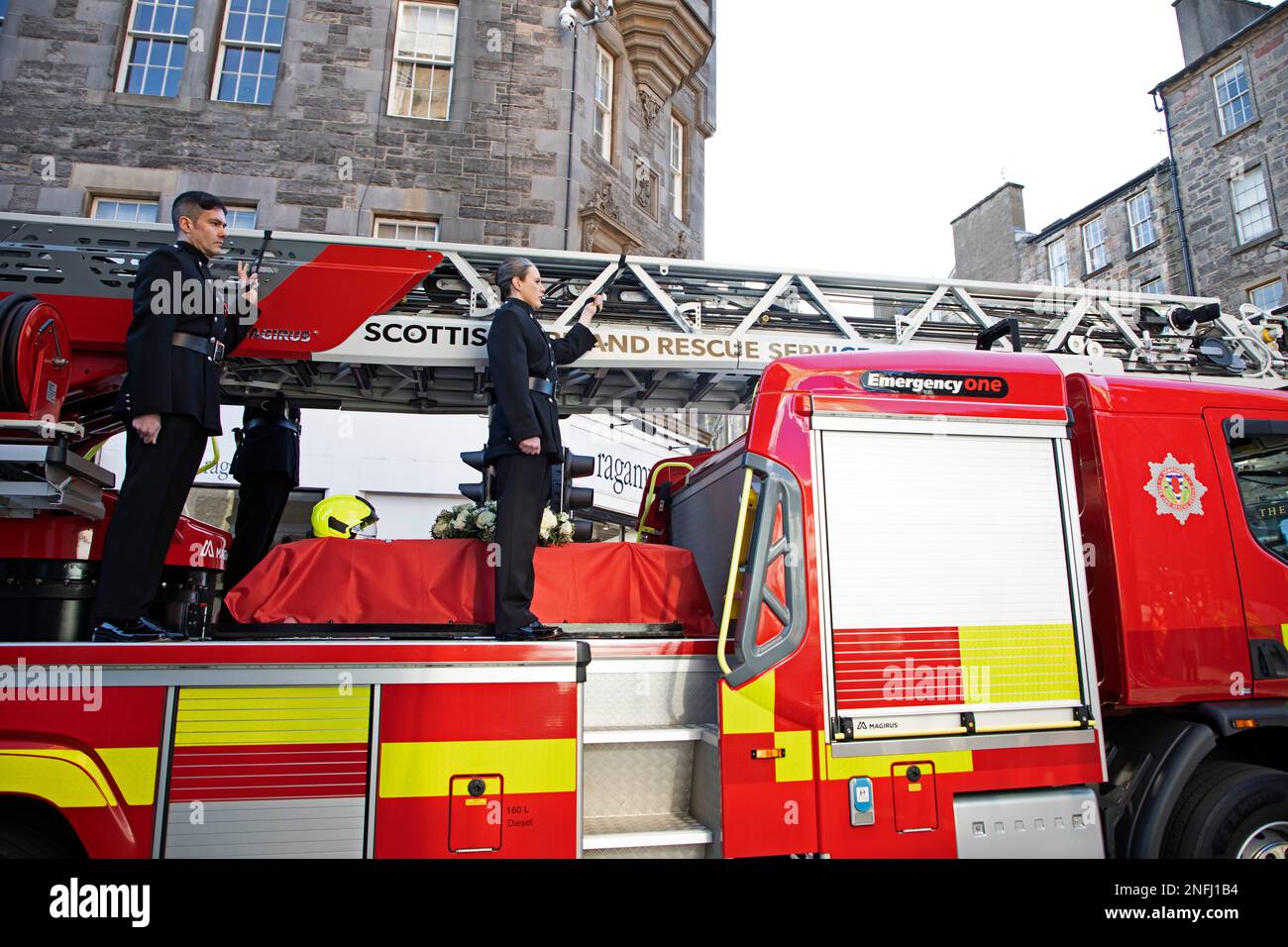 Firefighter Barry Martin's cortege makes it way through Royal Mile to ...