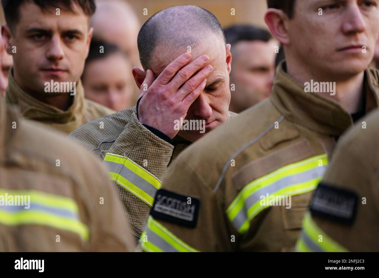 Firefighters outside St Giles' Cathedral in Edinburgh, ahead of the ...