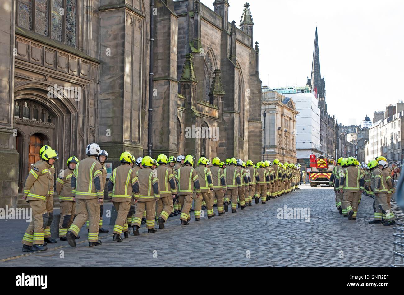 Firefighter Barry Martin's cortege makes it way through Royal Mile to ...